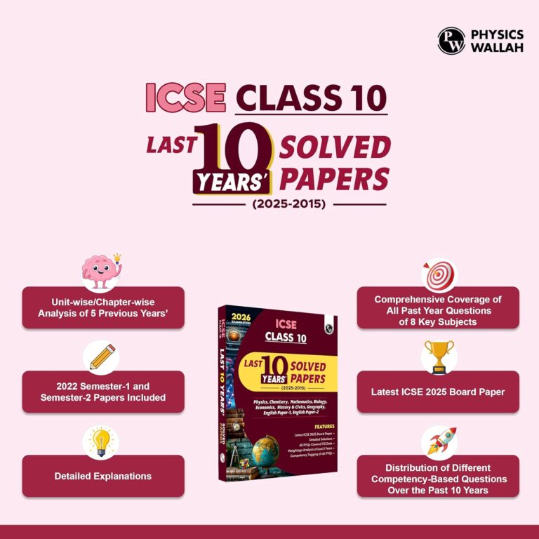 PW ICSE Class 10 PYQs – Past 10 Years Solved Papers (2025-2015) For ...